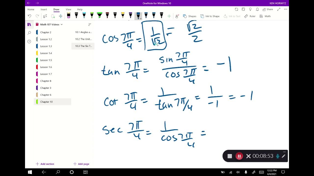10 3 The Six Circular Trig Functions and the Identities - YouTube