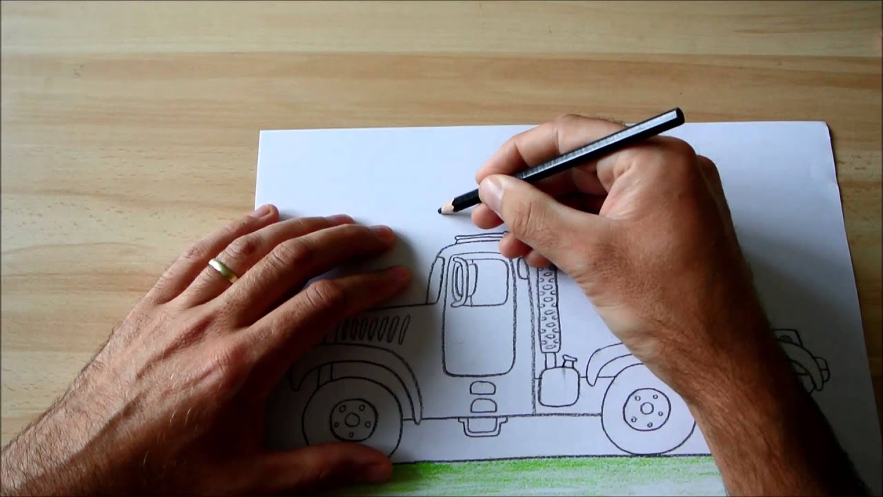 How to draw Truck with Tipper (for Children) - YouTube