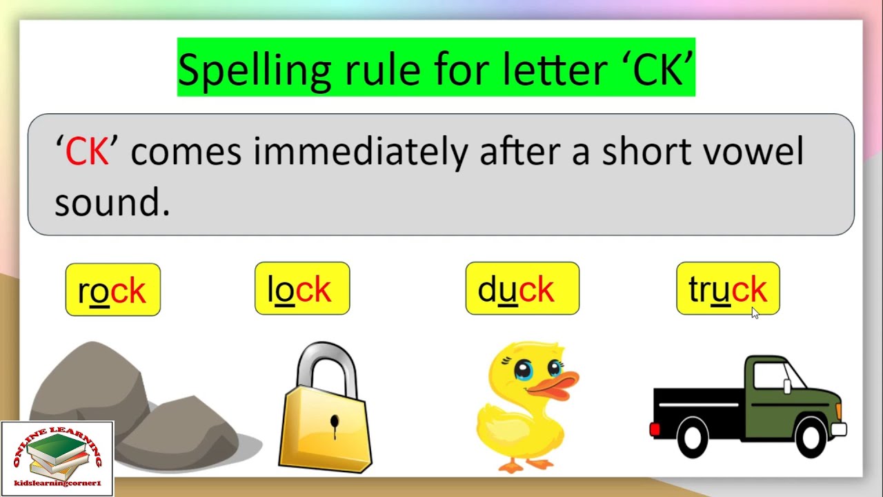 K and CK Spelling Rule || Phonics Tutorial || online learning - YouTube