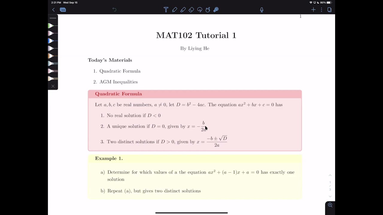 21F MAT102 Tutorial 1 - YouTube