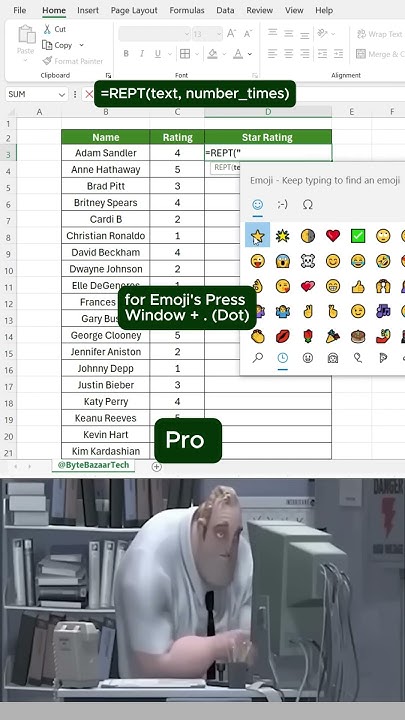 How to Create Star Ratings in Excel Using REPT Function | Excel Formula Tips #ExcelShorts - YouTube