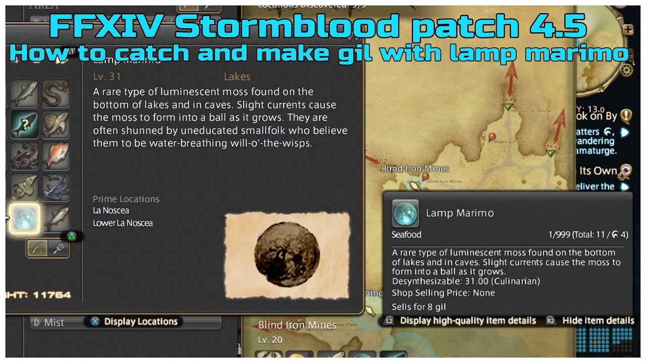 FFXIV Stormblood patch 4.5 How to catch Lamp marimo for making gil and ...