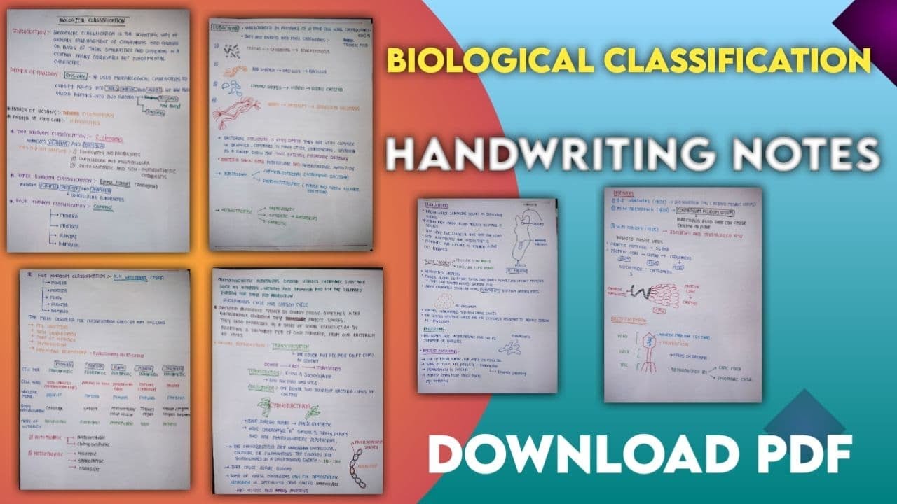 Biological Classification Handwriting Notes | GG MAAM | # NEET UG - YouTube