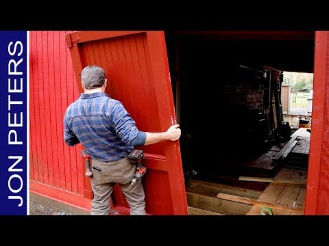 Trim, Fix and Hang old Barn Doors - YouTube
