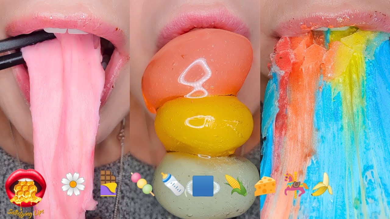 ASMR Satisfying Eating Sounds Chocolate Melted Cheese Candied Gummies ...