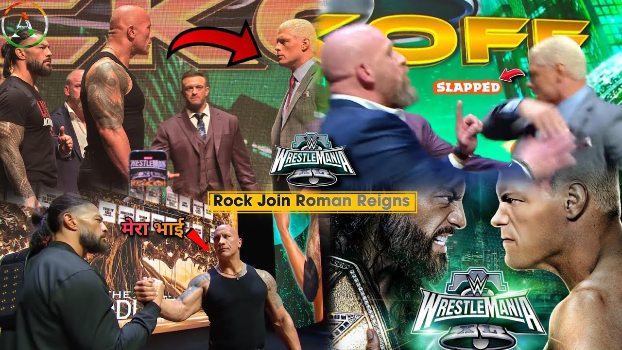 "मेरा भाई😵" The Rock Slapped Cody Rhodes LIVE, Rock Join Roman Reigns ...