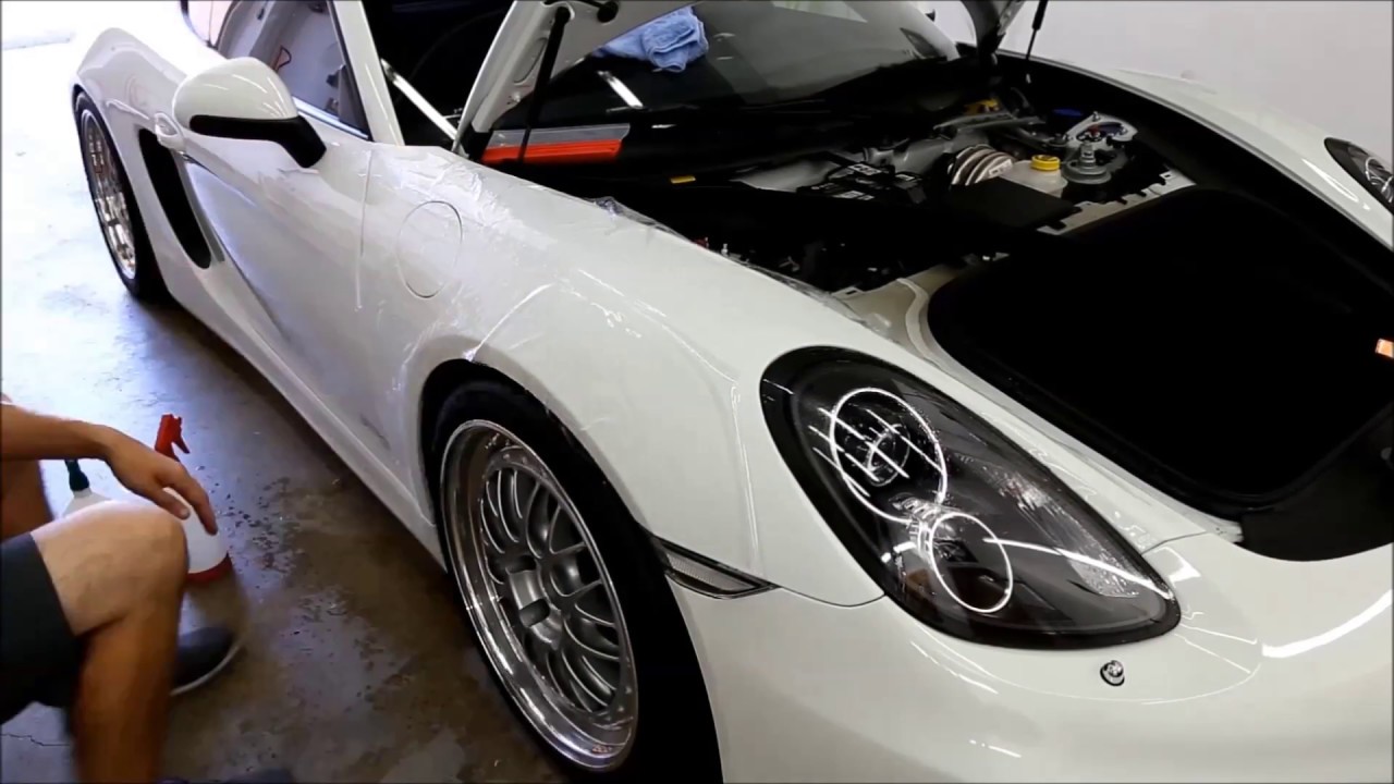 Xpel Clear Bra time lapse on Porsche 981 Cayman by 311RS - YouTube