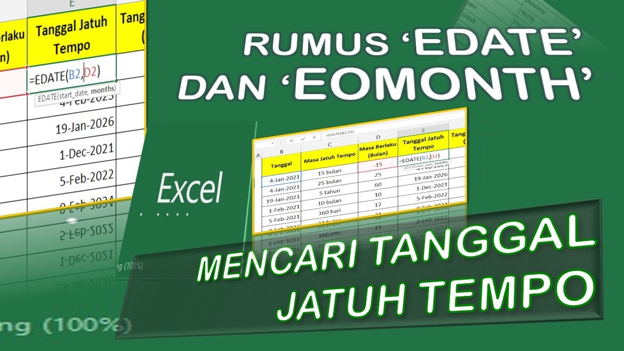 EDATE and EOMONTH Functions in Excel | Rumus EDATE dan EOMONTH - Mencari Jatuh Tempo atau ...