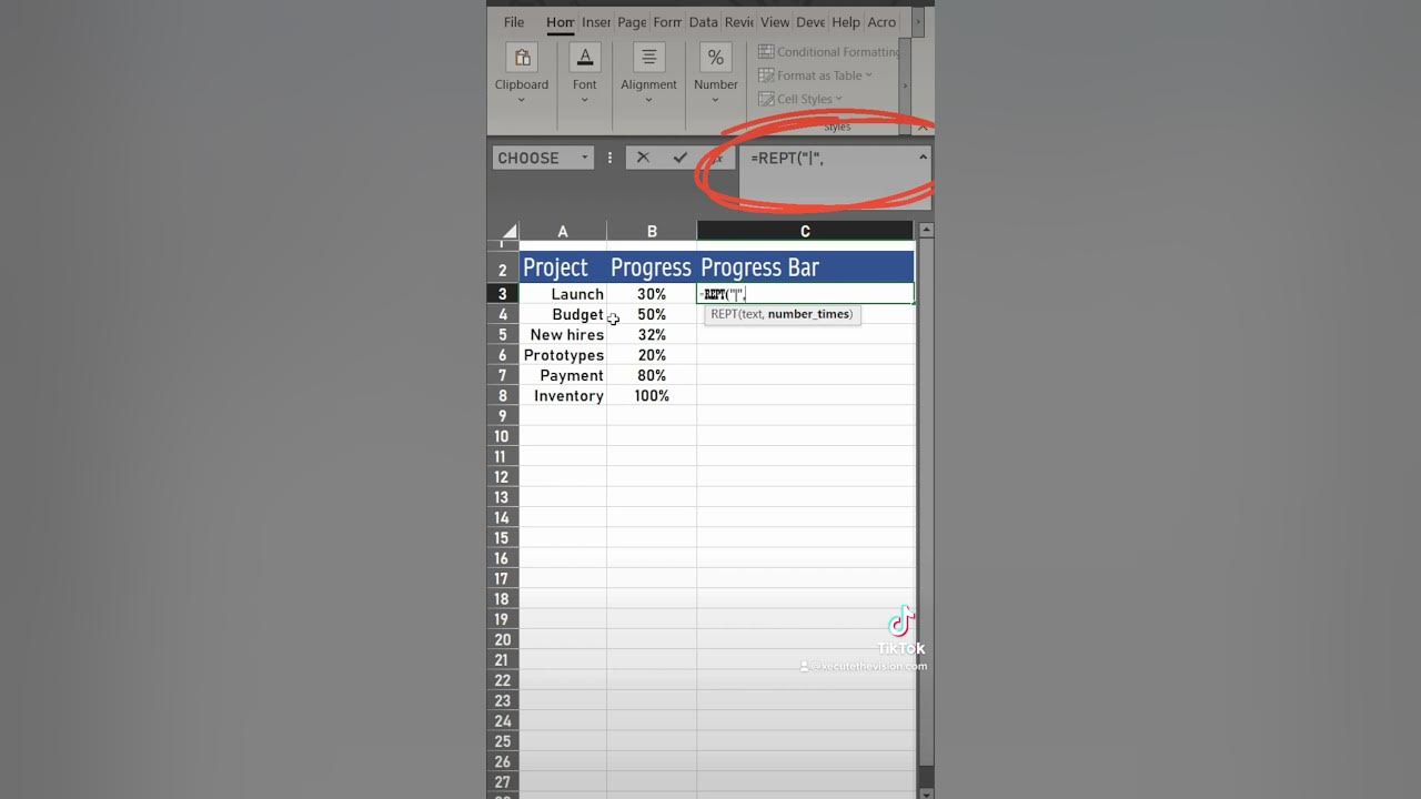 Excel tip project progress bar - YouTube