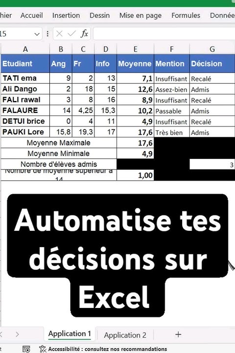 comment automatiser ses décisions sur Excel #astuceexcel #exceltips # ...