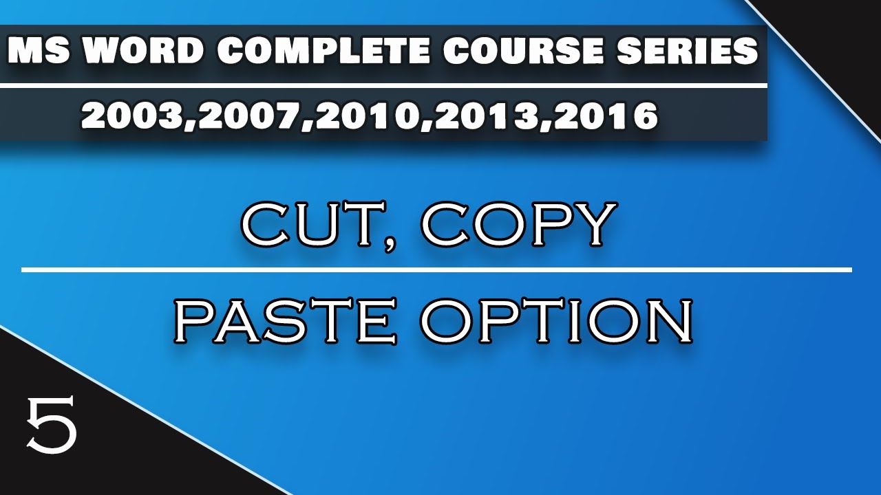Learn to Using || Cut || Copy || Paste || Option in Ms Word Document on ...