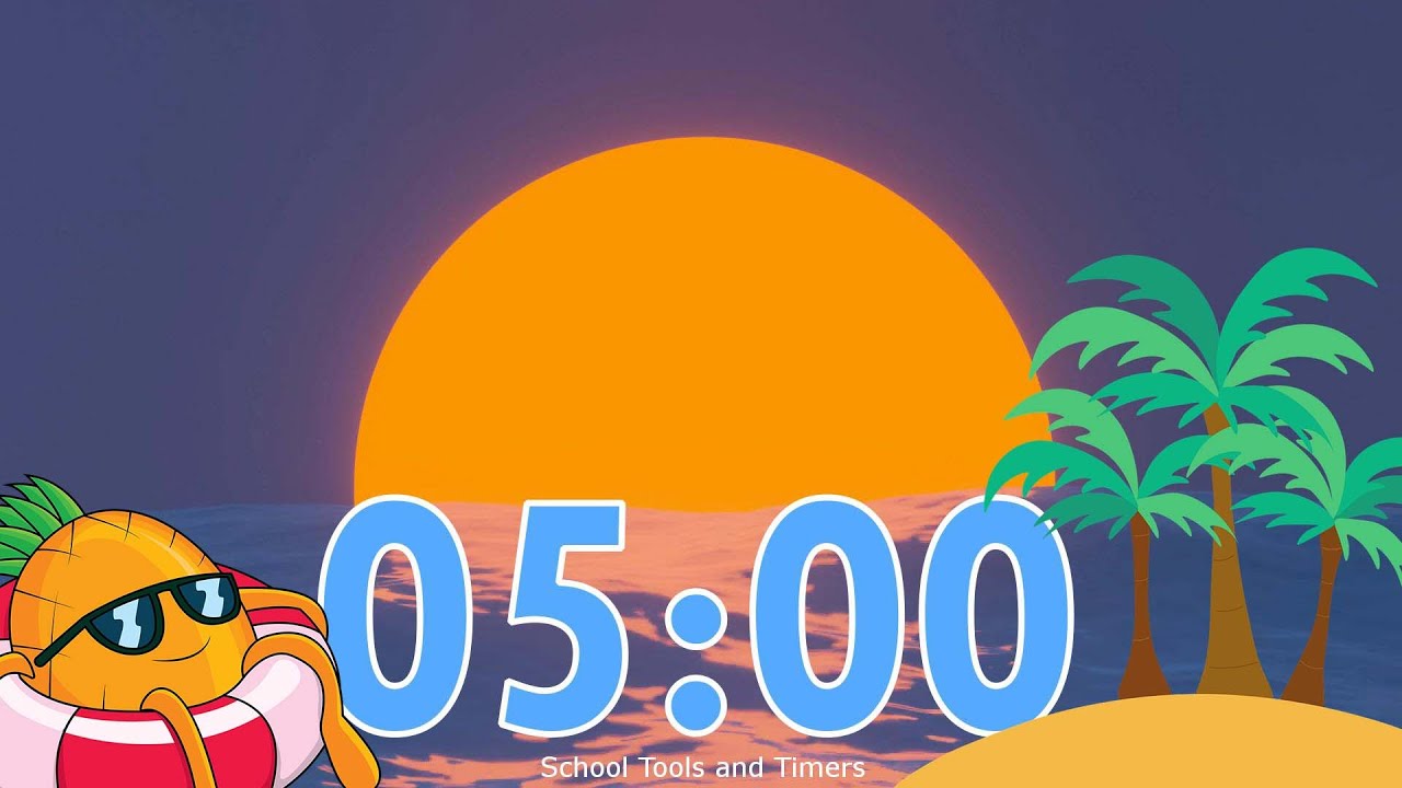 5 Minute 😎 Sunset Beach Countdown Timer 🌞 - Ocean Wave Sounds and Soft ...
