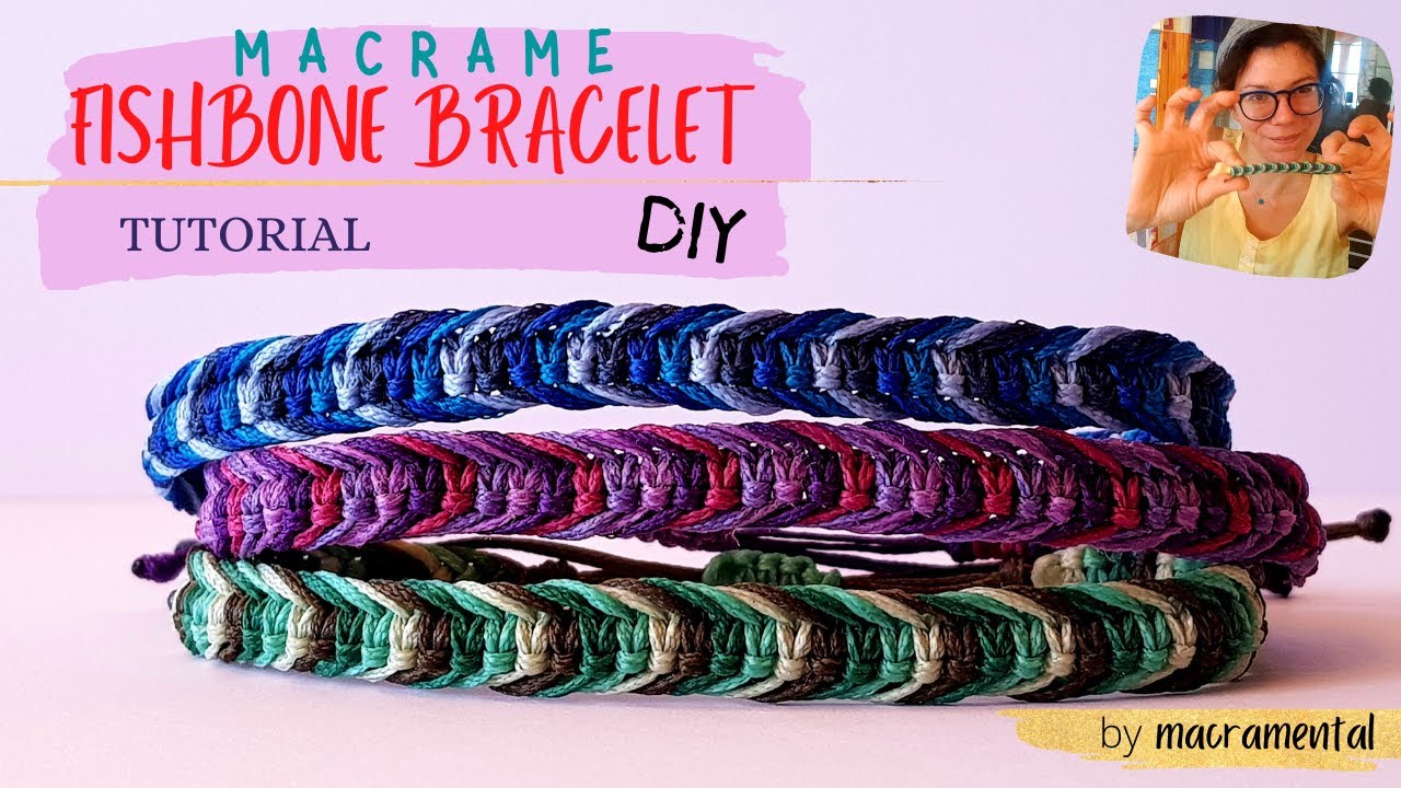 multicolor fishbone macrame bracelet | micro macrame jewelry tutorial ...