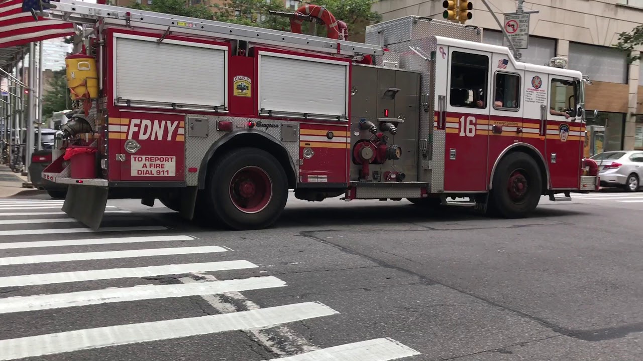 FDNY ENGINE 16 TAKING FROM A EMS CALL ON LEXINGTON AVENUE IN KIPS BAY ...