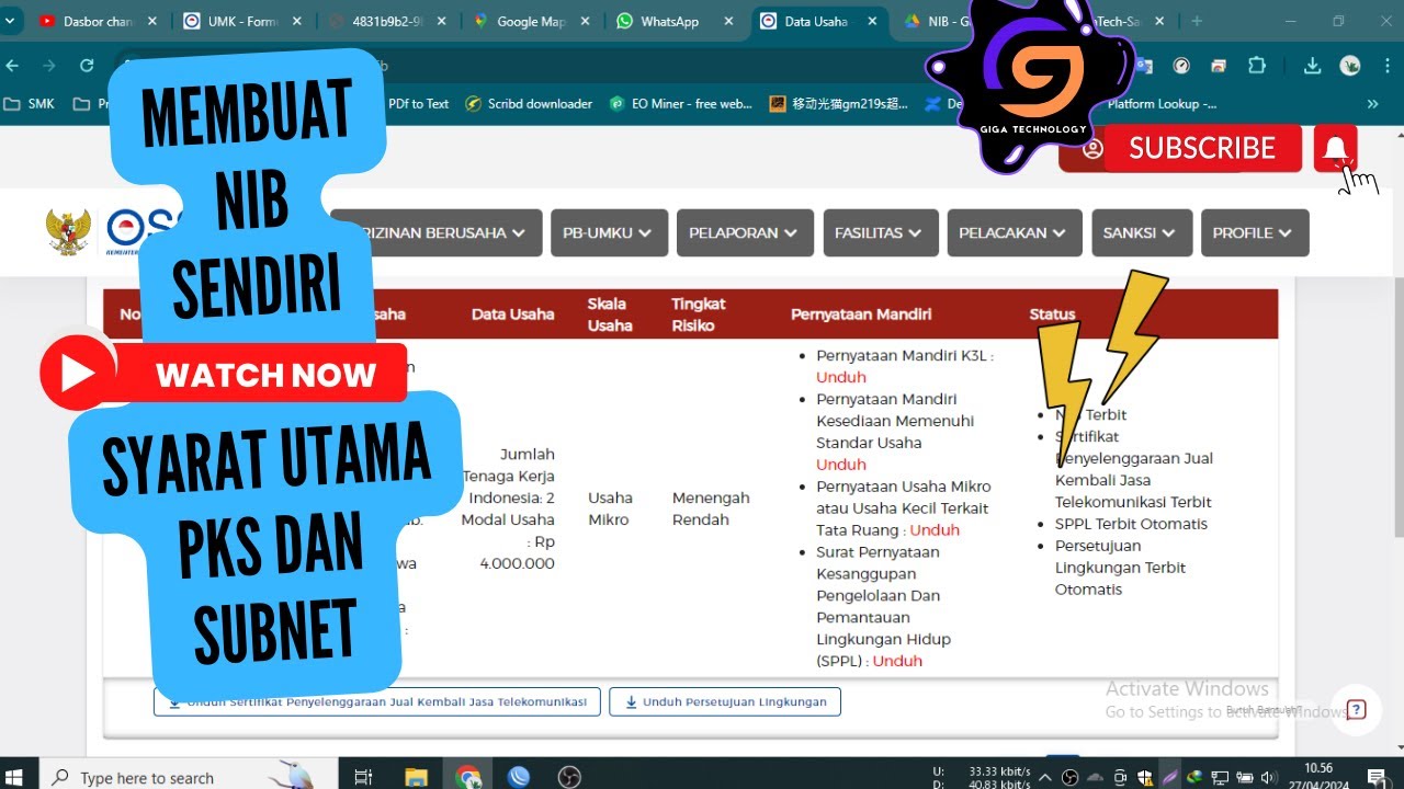 Cara membuat NIB untuk Persyaratan PKS dan Sub Node ISP - YouTube