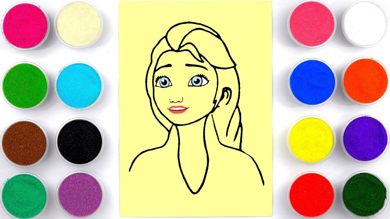 Sand painting Elsa from Frozen. Coloring for kids - YouTube