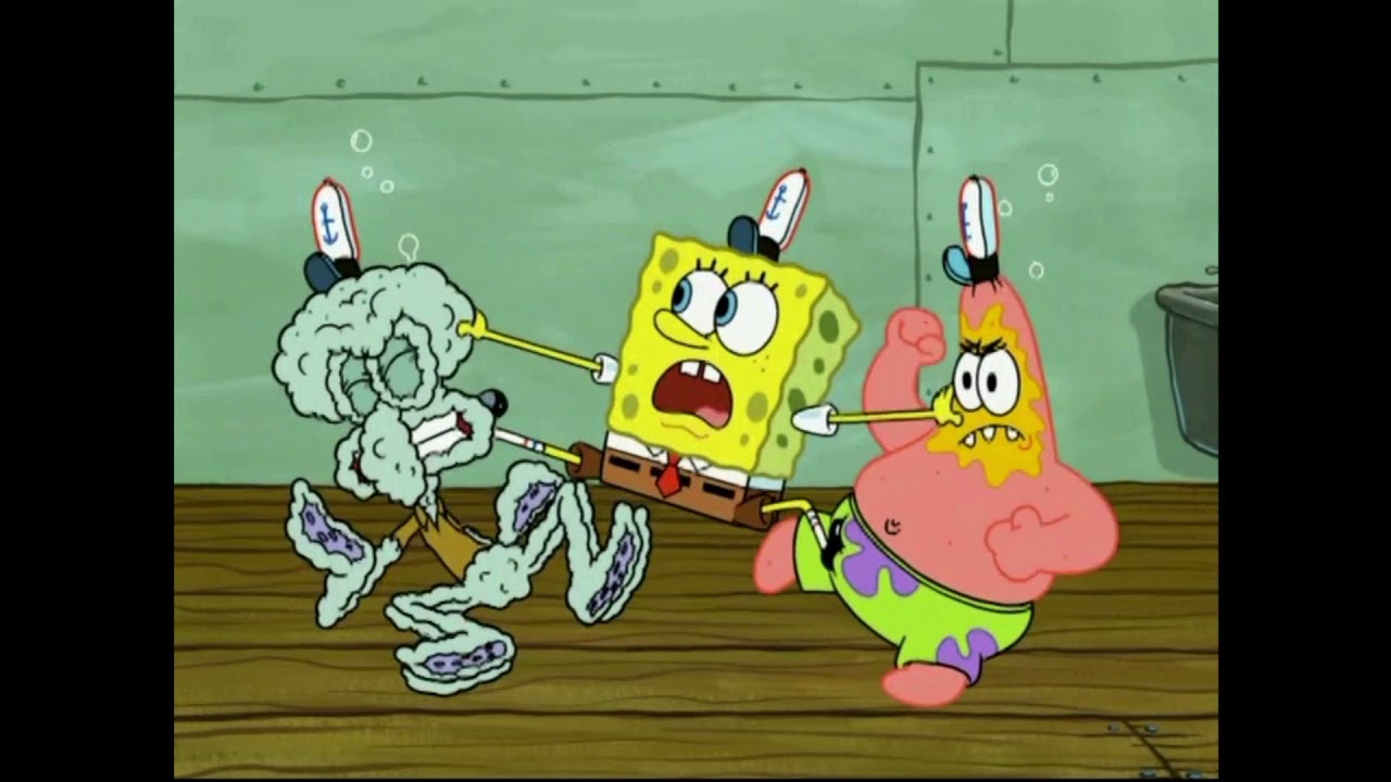 Sword Fighting In Restraning SpongeBob - YouTube