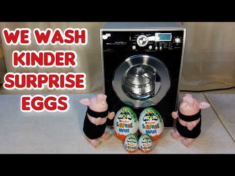 We wash kinder surprise eggs (LG washing machine) - YouTube