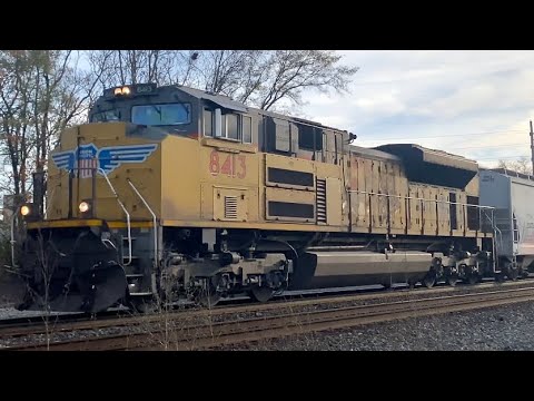 UP 8413 Leads M686 through Terre Haute, IN - YouTube