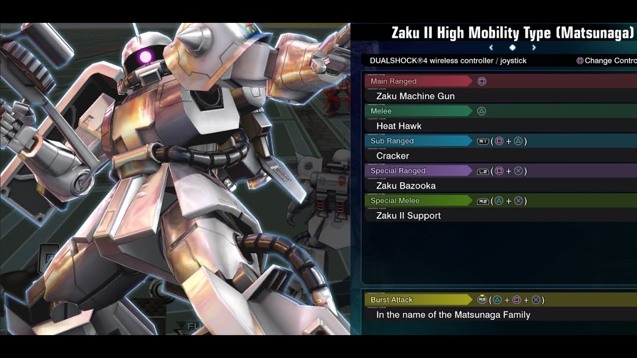 Shin Matsunaga's Zaku II High Mobility Type - Gundam Extreme Versus ...
