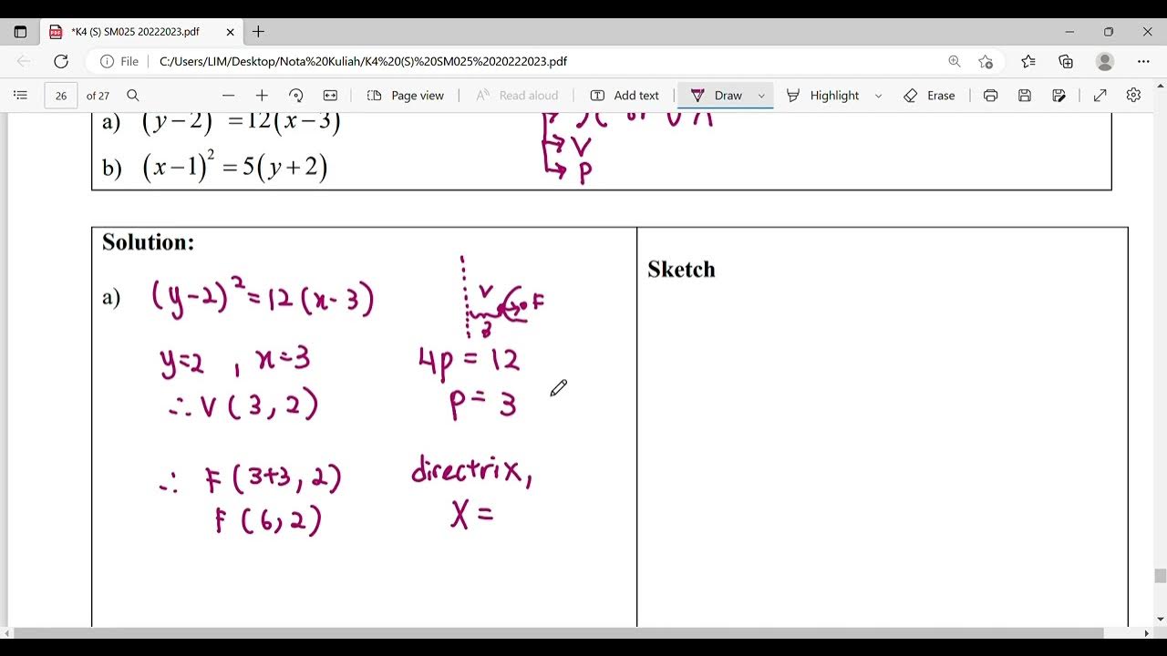 N4.3 E14a Equation Of Parabola (Given Standard Form) - YouTube