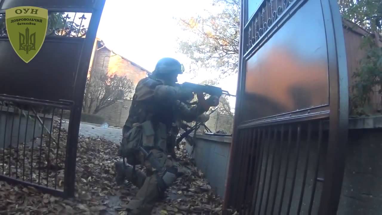 Ukraine Donetsk battle with the militia battalion OUN Donbass - YouTube