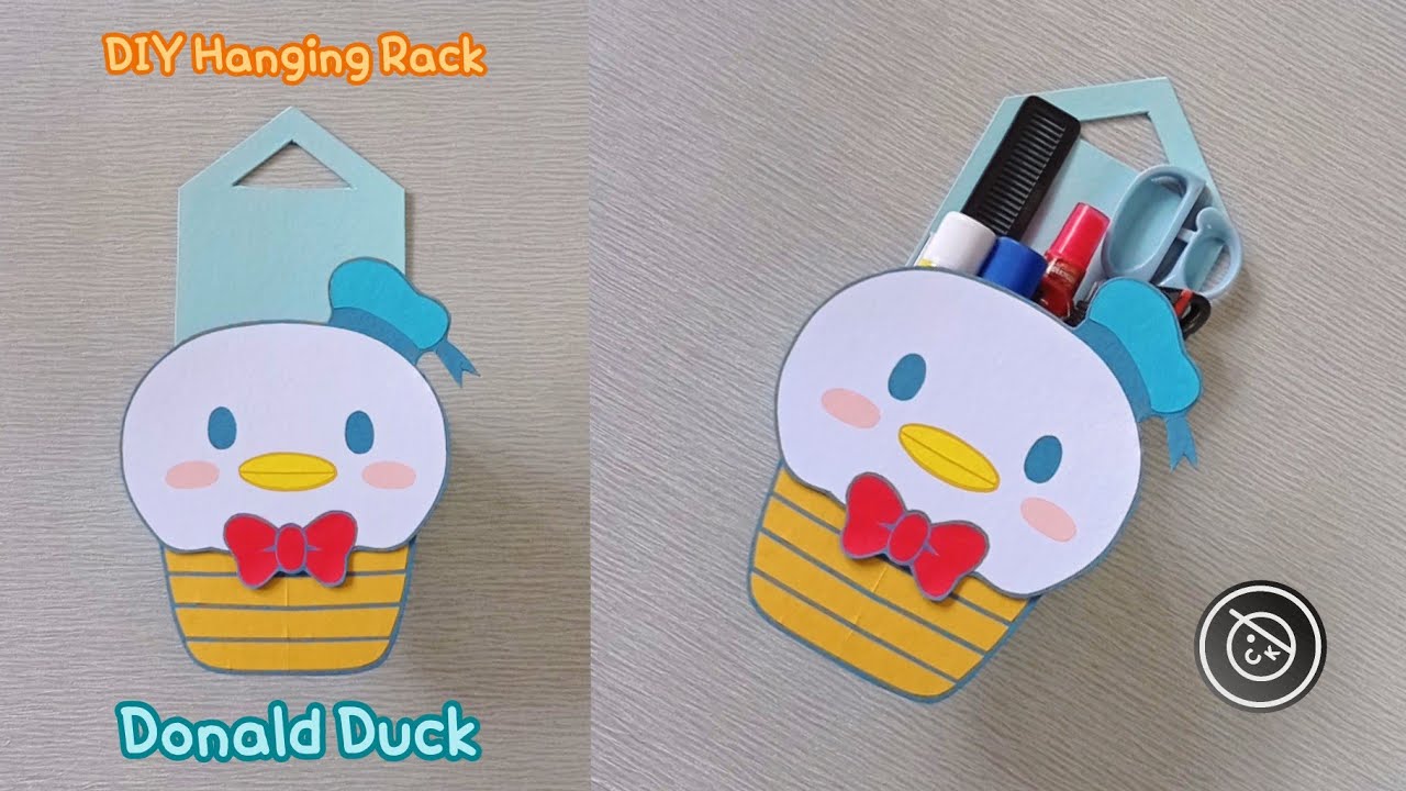 DIY DONALD DUCK ICE CREAM HANGING RACK CARDBOARD | KERAJINAN TANGAN RAK ...