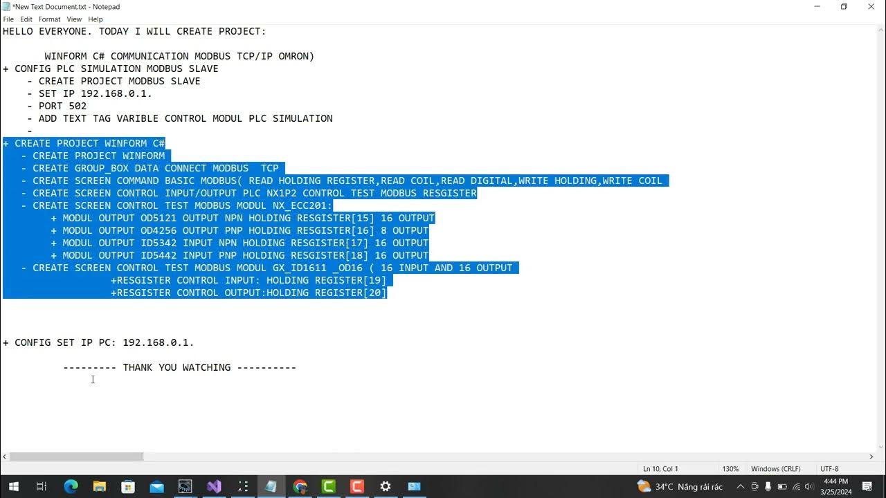 PLC OMRON WINFORM C# MODBUS TCP/IP MODBUS SLAVE (PLC NX1P2) - YouTube