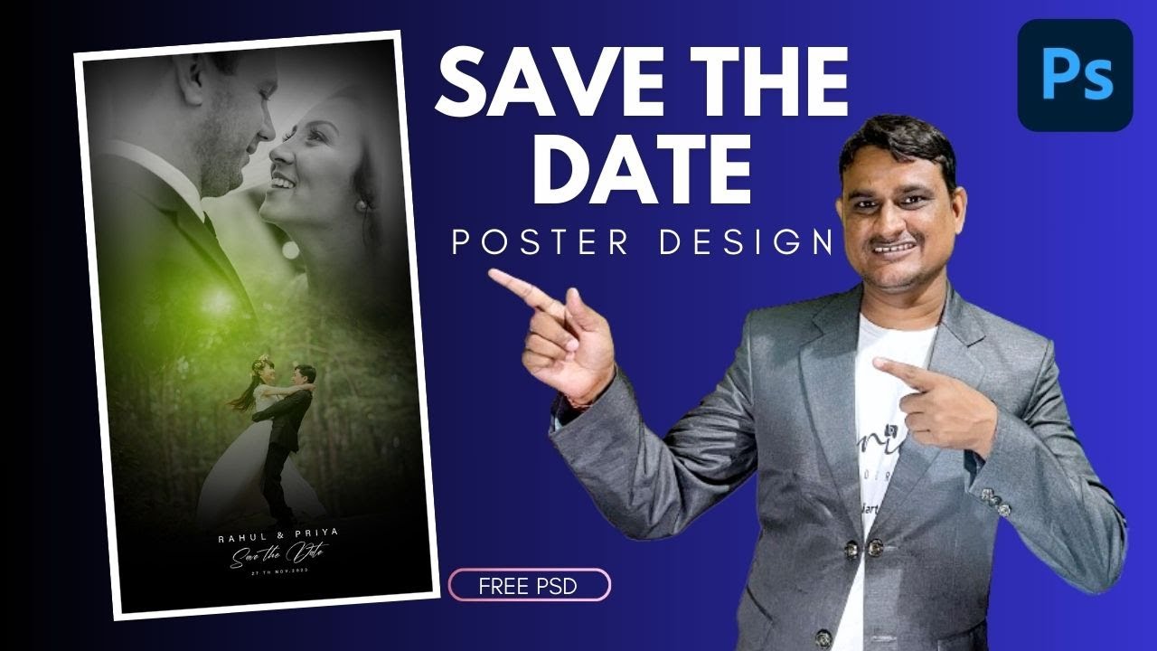 Save the Date Mobile Invitation Card Making in Photoshop | Raju Ram ...