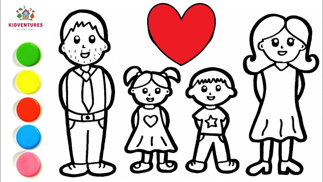 How to Draw a My Family / Lovely Family / Easy drawing for kids ...