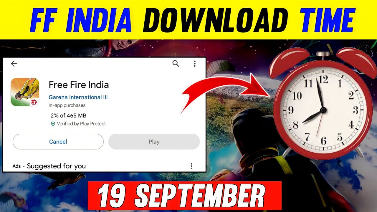 19 September 🔥 Free Fire India Download Time ? Free Fire India Launch ...