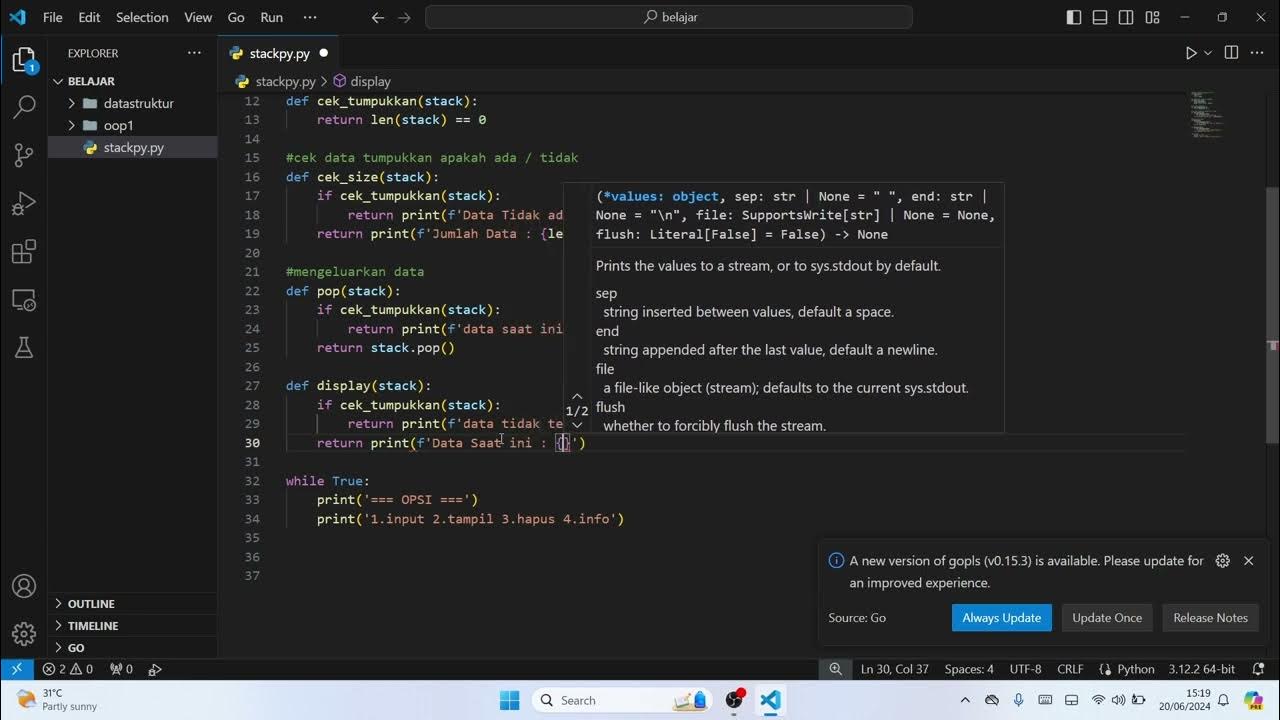 struktur data python stack - YouTube