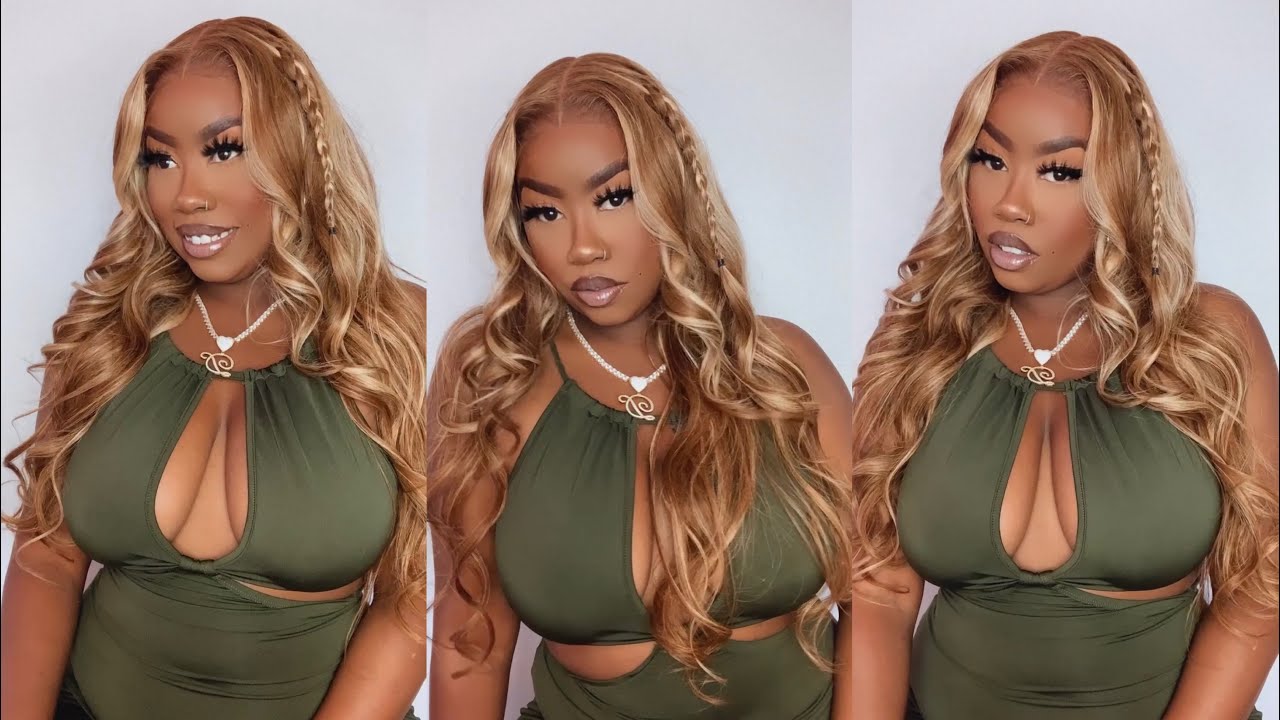 Bombshell Curls With Braid Using A Blonde Highlight Wear & Go Closure Wig FT UNICE HAIR - YouTube