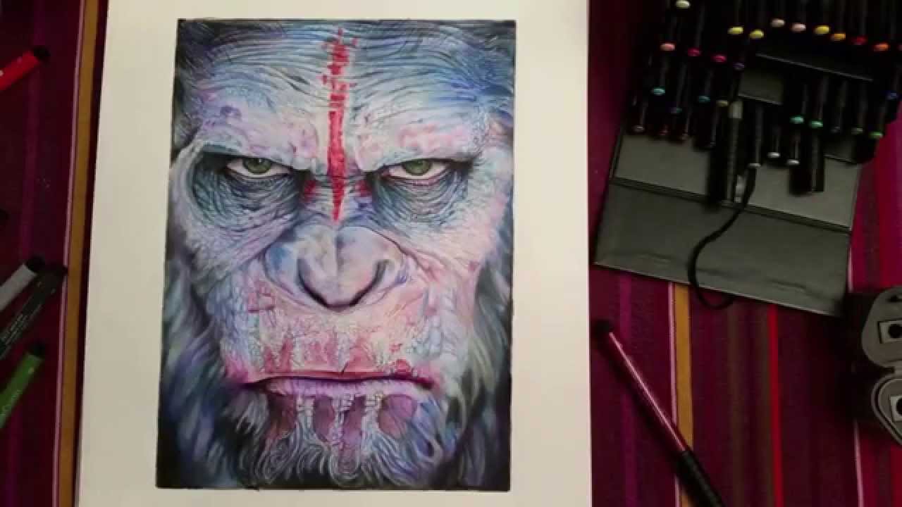 Speed drawing Caesar (Dawn of the planet of the apes) - YouTube
