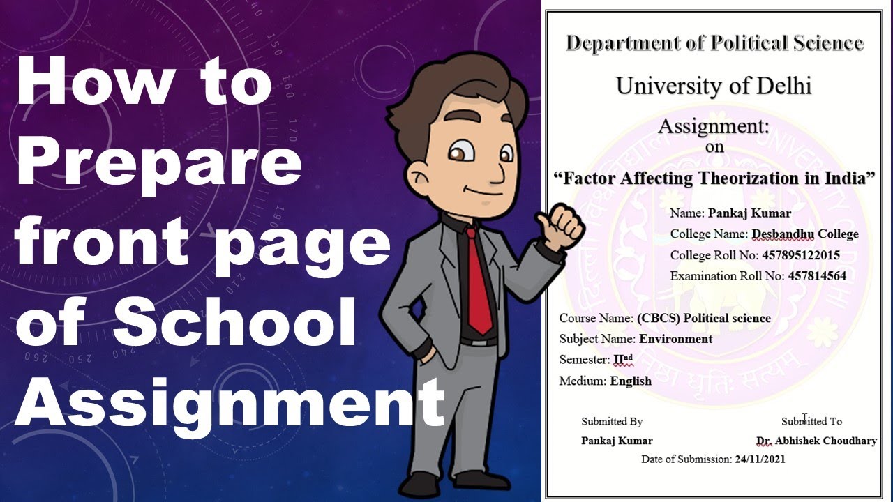 How to make a Front page of school assignment or research proposal in ...