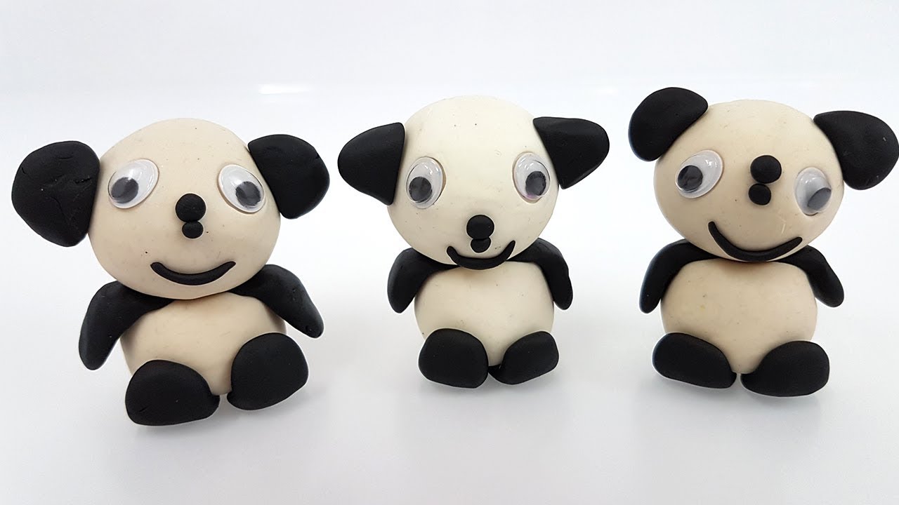 Panda Play Doh Learn Colors with Rainbow Play Doh with cookie molds ...