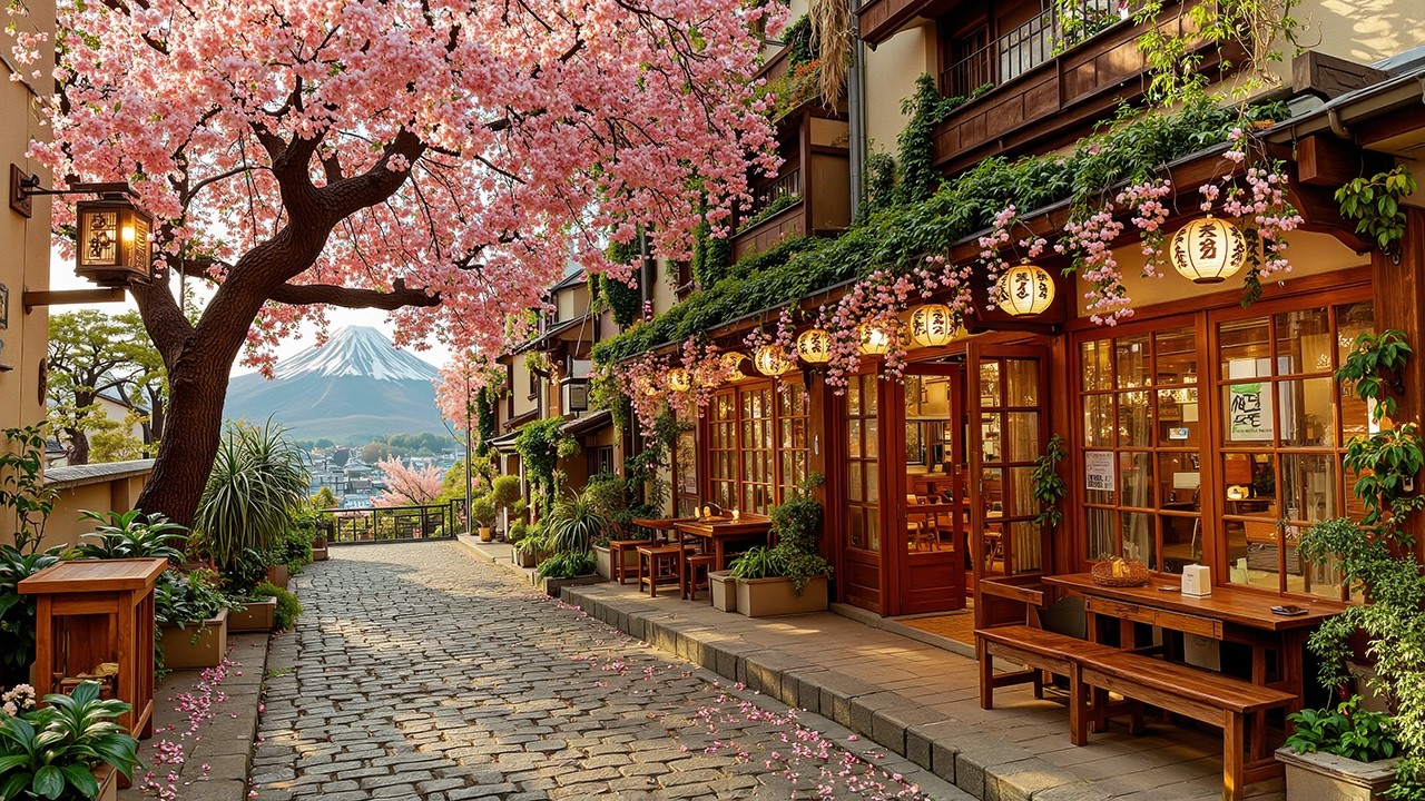 Quiet Spring Morning Jazz in Japan | Cherry Blossom Café Ambience for ...