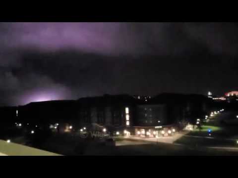 Severe squall line causes power line flashes in Norman, Oklahoma - July ...