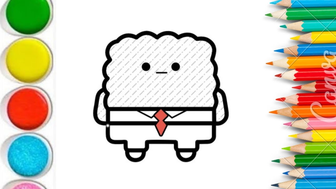 How to draw a cute Spongebob Squarepants | Spongebob drawing easy step ...