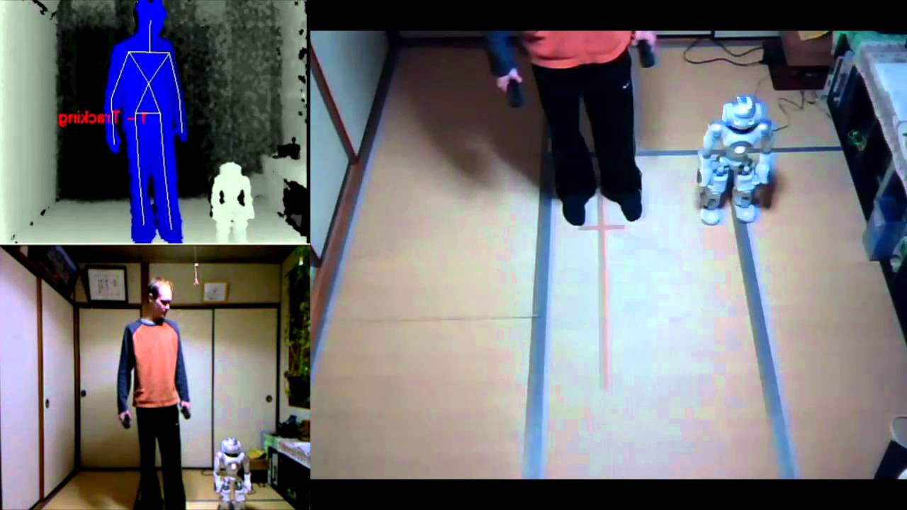 Humanoid Robot Navigation Teleoperation with NAO and Kinect - YouTube