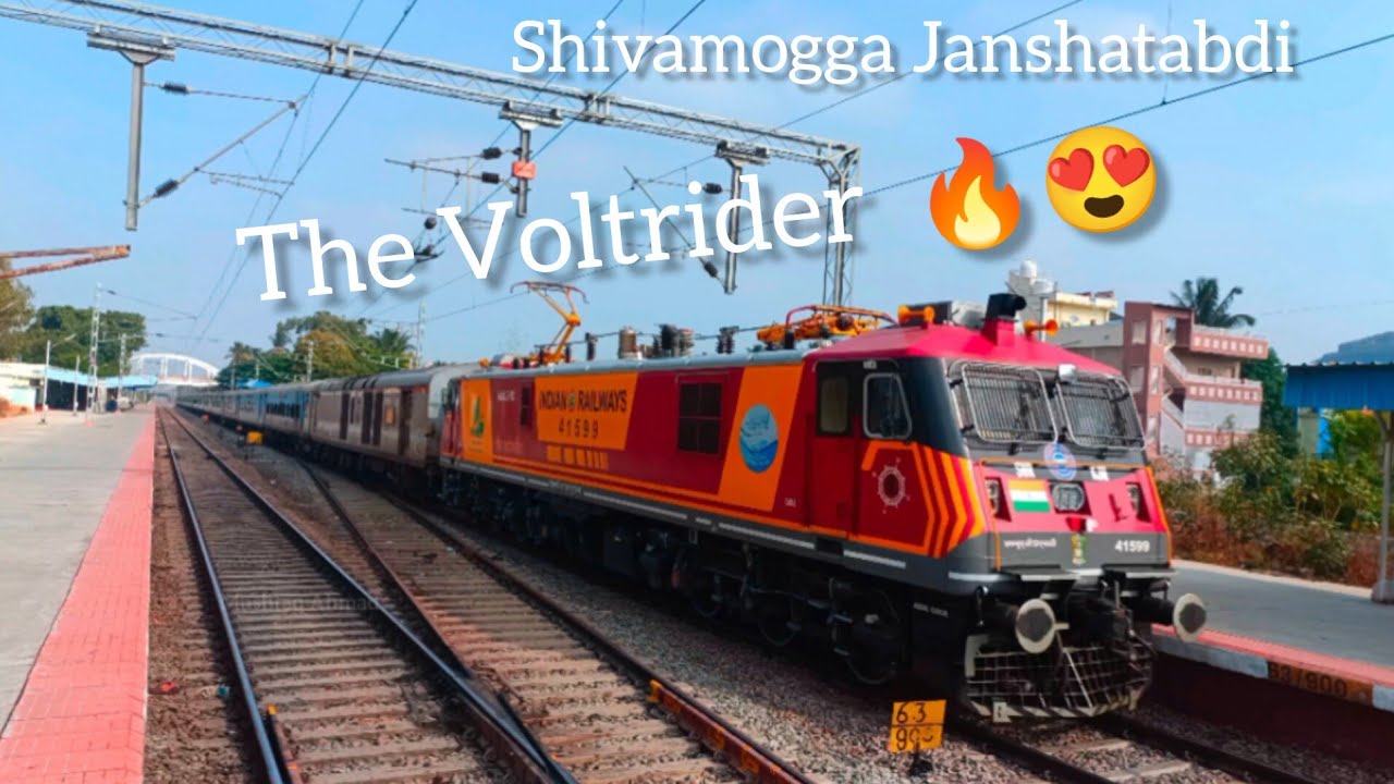 Shivamogga Janshatabdi with latest KJM 41599 WAG-9 HC VOLT RIDER I ...