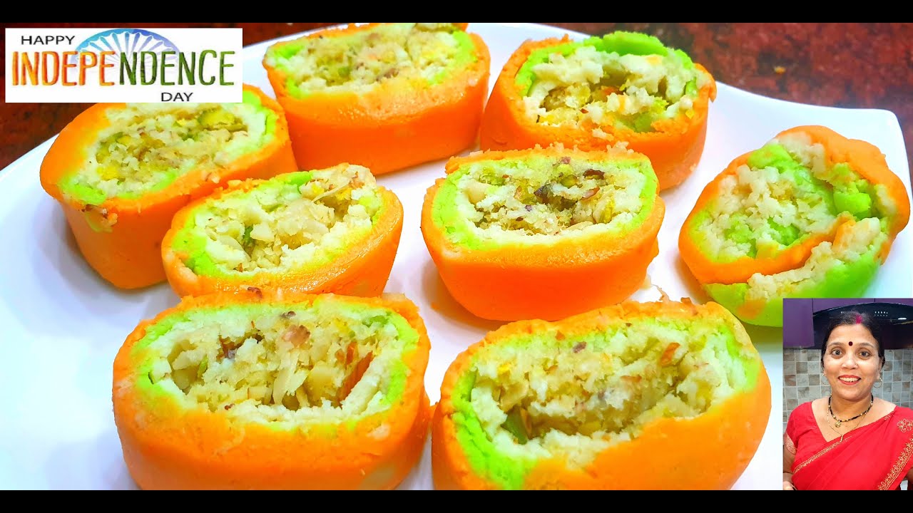 Tri Color Sweets | Tiranga Roll Recipe | Milkmade Instant Mawa Mithai ...