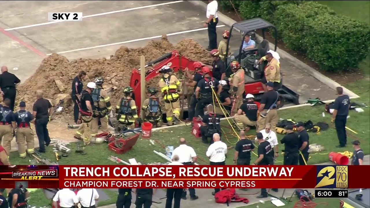 Trench collapse, rescue underway - YouTube