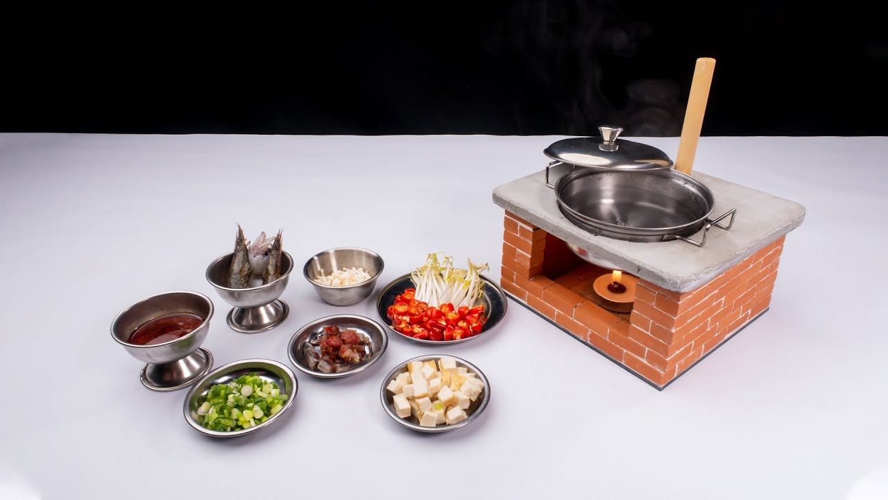 How to make MINI STOVE with MINIATURE BRICKS and cooking super ...