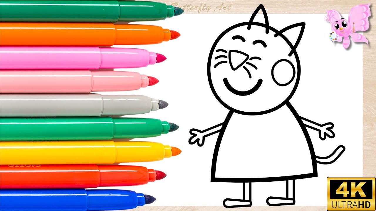 Candy Cat, Friend of Peppa Pig Drawing and Coloring for Kids Toddlers ...