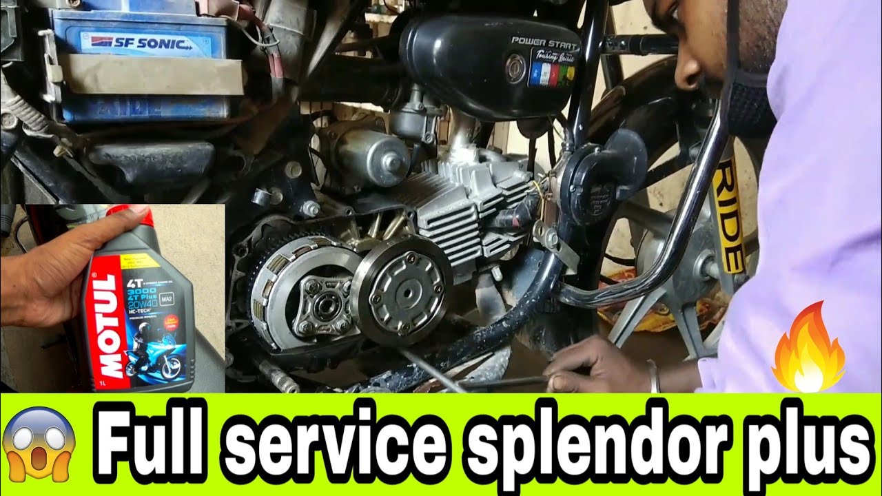 Hero Splendor Plus 😱FULL SERVICE | Clutch wire | Brakeshoe l Filter l ...