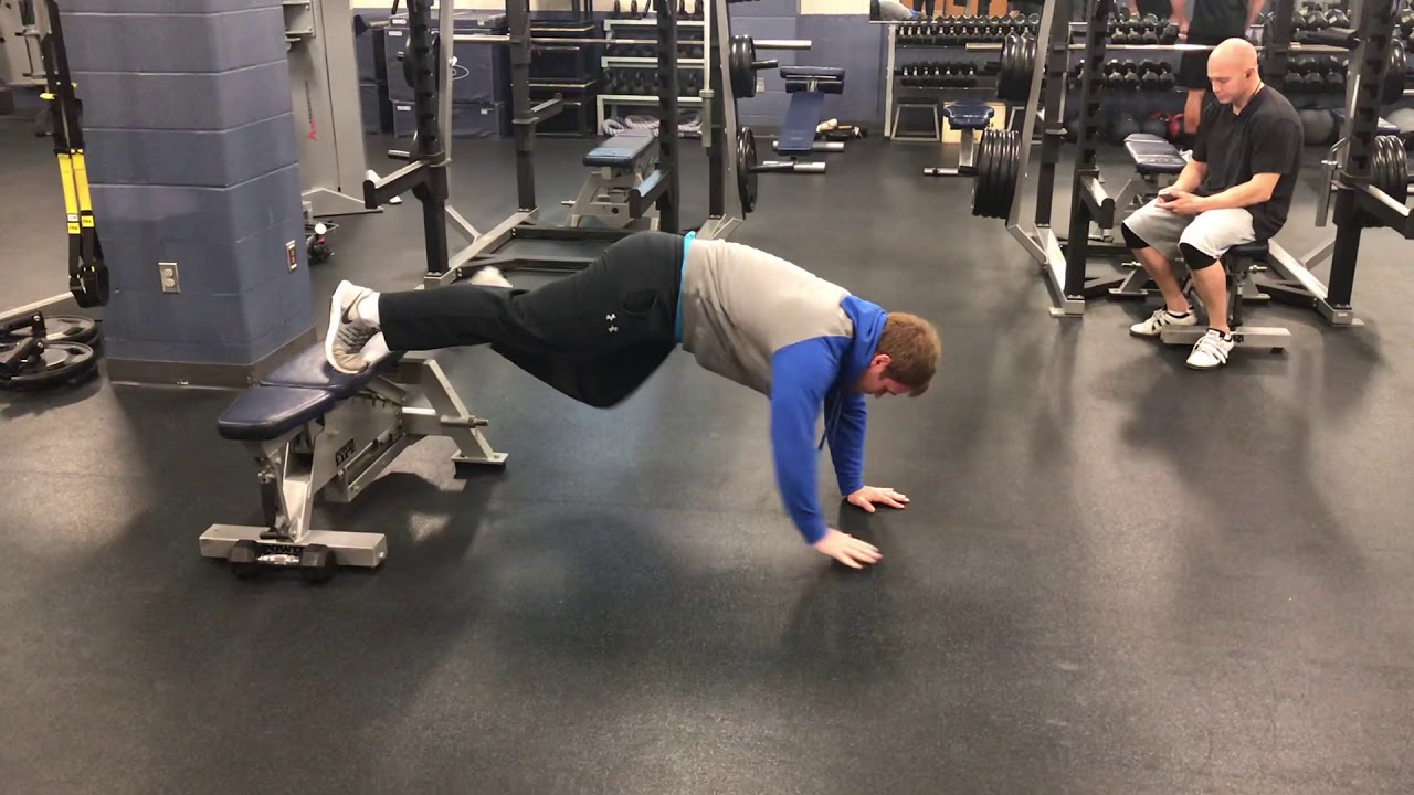Plank alternating hands to feet (on bench) - YouTube