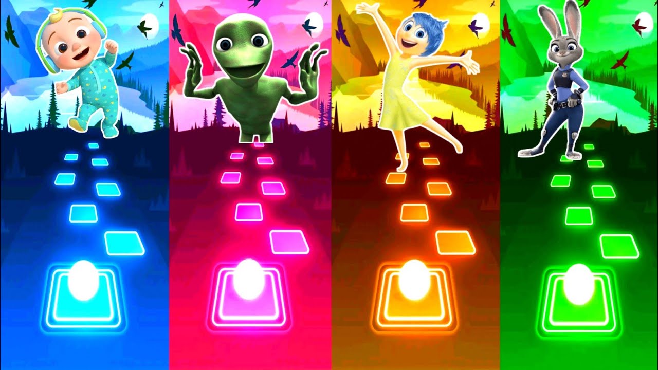 Cocomelon vs Patila Frog vs Inside Out vs Zootopia - Tiles Hop EDM Rush ...