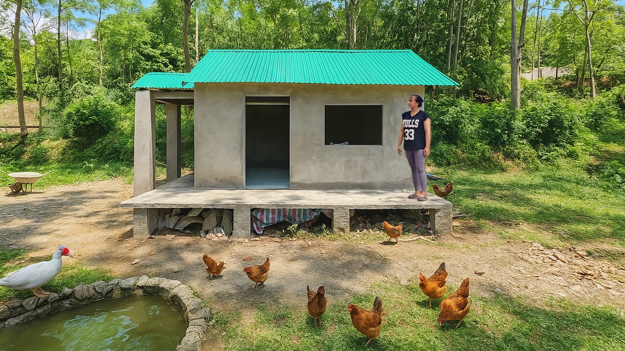 Girl builds beautiful new house off the grid-tiled floor |Trieu Thi Hoa ...