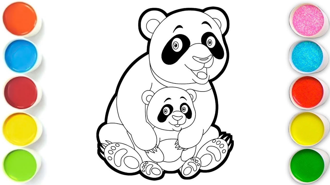 Panda Family Drawing, Painting & Coloring For Kids and Toddlers_ Easy ...